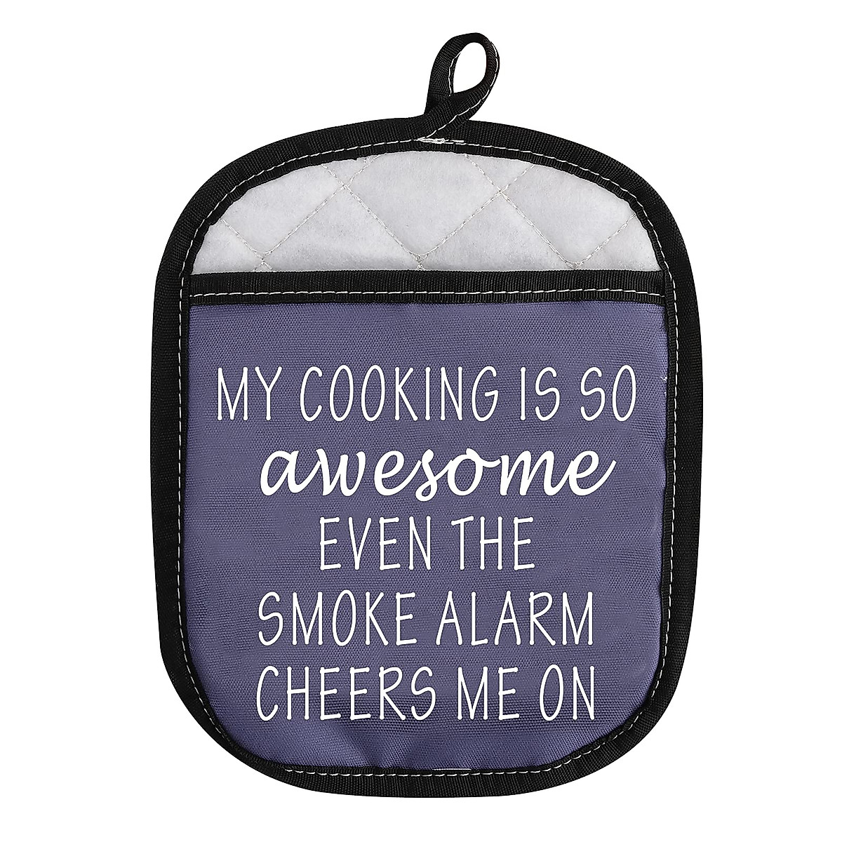 Funny Oven Pads Pot Holder with Pocket My Cooking is So Awesome Even The Smoke Alarm Cheers Me On (Cheers Me On)