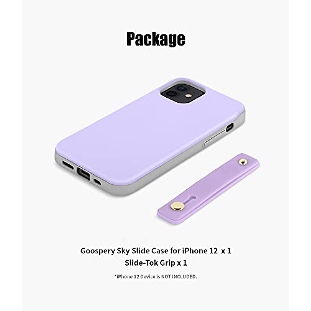 GOOSPERY SlideTok Compatible Case with iPhone 12/12 Pro Card Holder Phone Finger Band Loop Stretch Grip Kickstand 2 Card Storage Dual Layer Protective Bumper Wallet Cover - Purple