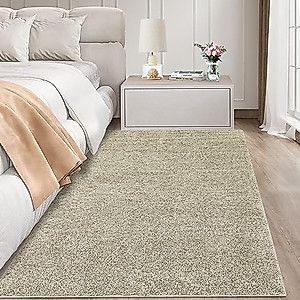 Zacoo 9x12 Area Rug Shag Rug for Living Room, Luxurious Large Shaggy Area Rug Non-Shedding Carpet Rug for Bedroom Shag Plush Rug Thick Aceent Rug Carpets for Home Decor, Taupe, 9' x 12'