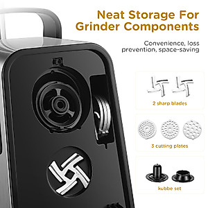 AAOBOSI Meat Grinder Electric, [3000W Max] Meat Grinder Heavy Duty with 2 Stainless Steel Blades & 4 Grinding Plates, Sausage Maker & Kibbe Kit for Home Kitchen & Commercial Using