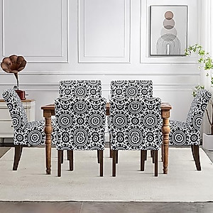 Phoenix Home Parsons Dining Room Chairs, Set of 4, Black Floral