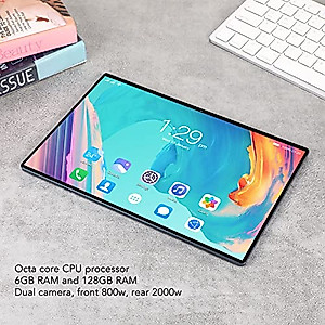 10 Inch 4G Tablet, 2560x1600 IPS Octa Core PC Tablet Supports 2.4G 5G WiFi for 11, 6GB 128GB Memory Dual Cameras HD Tablet for Photo, Video, Music
