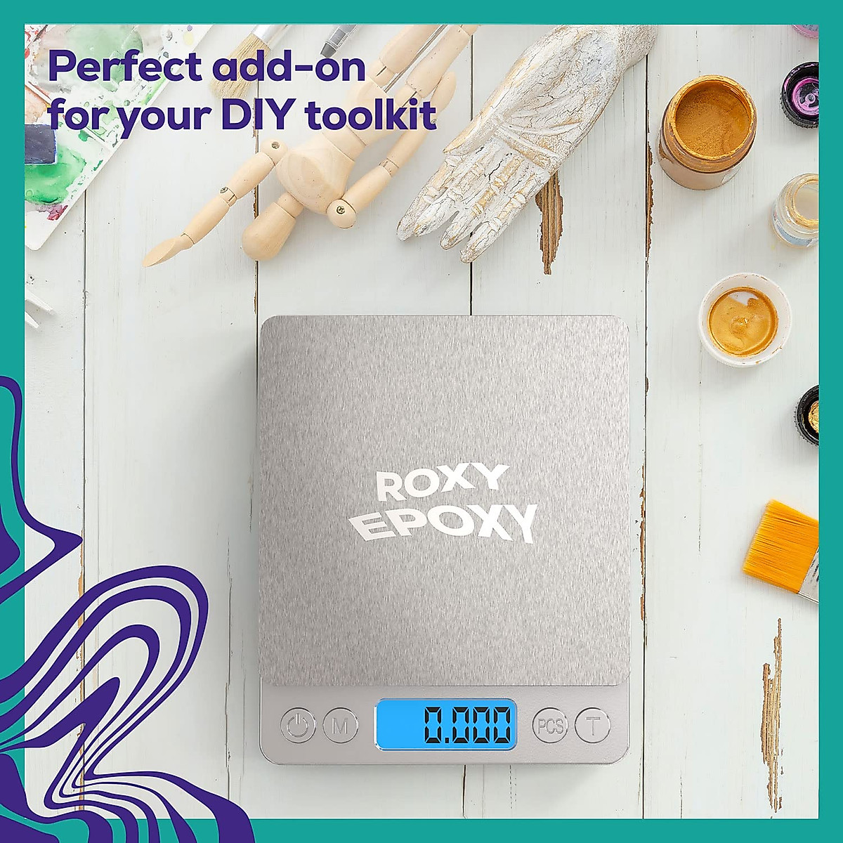 Roxy Epoxy Digital Mini Gram Weighing Scale with Backlit LCD Display - Portable Pocket Sized Electronic Measurement Device for Jewelry, Food Items, Epoxy Resin