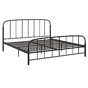 DHP Lafayette Metal Platform Bed with Rustic Style Curved Headboard and Footboard, Adustable Base Height for Underbed Storage, No Box Spring Needed, King, Bronze