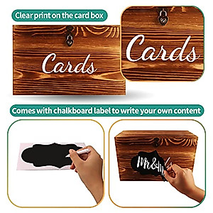 Wongblee Wooden Card Box with Lock and DIY Chalkboard Label, Rustic Gift Wishing Card Holder Box for Wedding, Birthday, Showers and More(Brown)
