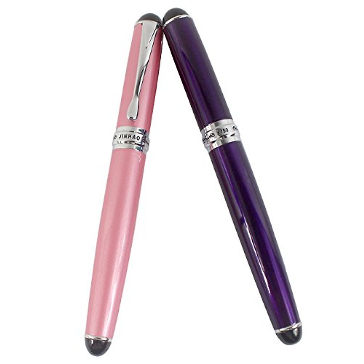 Sipliv 2PCS Jinhao X750 Fountain Pen in 2 Colors with Ink Refill Converter, Purple & Pink