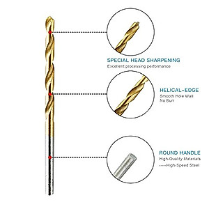 17PCS HSS Titanium Coated Twist Drill Bit Set 1/16" - 1/2" for Metal Steel