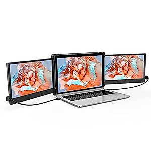 BQAA 12" Portable Monitor for Laptop Screen Extender, Full HD IPS Display, Monitor Screen Extender, HDMI/USB-A/Type-C Plug and Play for Windows, Chrome & Mac, Work with 13”-16” Laptops P2