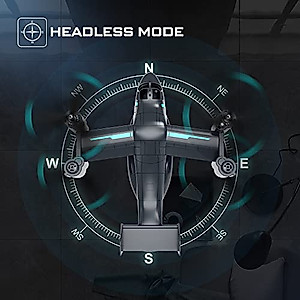 HJLXMF HD Camera Drone 4K 2.4GHz RC Helicopter V22 Osprey Remote Control Toys 1080P HD Band WiFi Quadcopter Altitude Hold RC Helicopter for Adult (with Three Batteries)