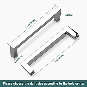GOBEKOR 30 Pack Chrome Drawer Pulls 3-3/4in(96mm) Hole Center Solid Handles for Cabinets and Dressers Square Kitchen Hardware