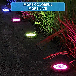 Biling Solar Ground Lights Outdoor with 12 LEDs, Multi-Color Auto-Changing Solar Outdoor Lights Waterproof, Solar Garden Lights for Pathway Garden Yard Patio Lawn - (Multi-Color 8pack)