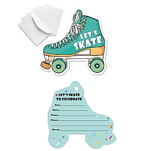Mingdcdc Let’s Skate Greeting Card - Roller Skating Birthday Thank You Card, Skating Party, Skating Birthday Invitation, Cards & Gifts, 4.3 x 4.4Inch, 30 Cards, 30 White Envelopes(MD011)