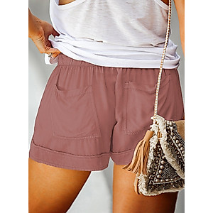 Eytino Womens Plus Size Loose Casual Drawstring Elastic Waist Summer Shorts with Pockets,1X Red