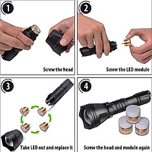 Odepro KL52Plus Zoomable Hunting Light with Red Green White IR850 Interchangeable Modules, Predator Flashlight with Pressure Switch, for Hog Coyote and Varmint Hunting