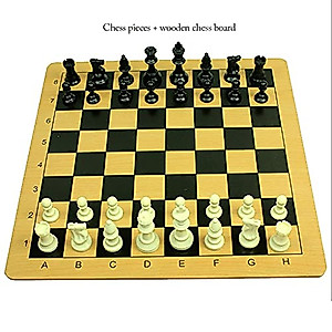 Yushifa Portable Chess Sets 2 in 1 Chess Set with Wood Chess Board，Travel Chess Set 13" X 13" Roll-up Chess Board Chess Board Set for Beginner Kids Chess Board Game (Color : Chess Set 2 in1)