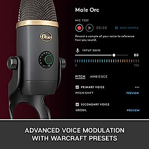 Logitech for Creators BlueYetiXWorldofWarcraft Edition Professional Podcast,Gaming,Streaming USB Mic,Blue VO!CE Effects,Including Advanced Voice Modulation Warcraft Character Presets & HD AudioSamples