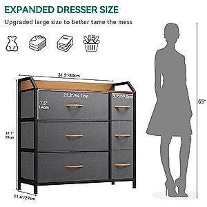YITAHOME Dresser with 6 Drawers, Organizer Unit for Bedroom, Fabric Dresser Storage Tower - Sturdy Steel Frame, Wooden Top & Easy Pull Fabric Bins