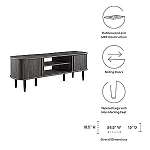 Modway Contour Mid-Century Modern 55" Media TV Stand in Charcoal, 15 x 54.5 x 18.5