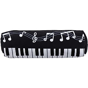 YSSZAM Black Oxford Cloth Pencil Case,Square Single Layer Music Notes Piano Keyboard Pencil Case Large Capacity Pen Bags Pencil Holders and Pen Holders Stationery Office Supplies