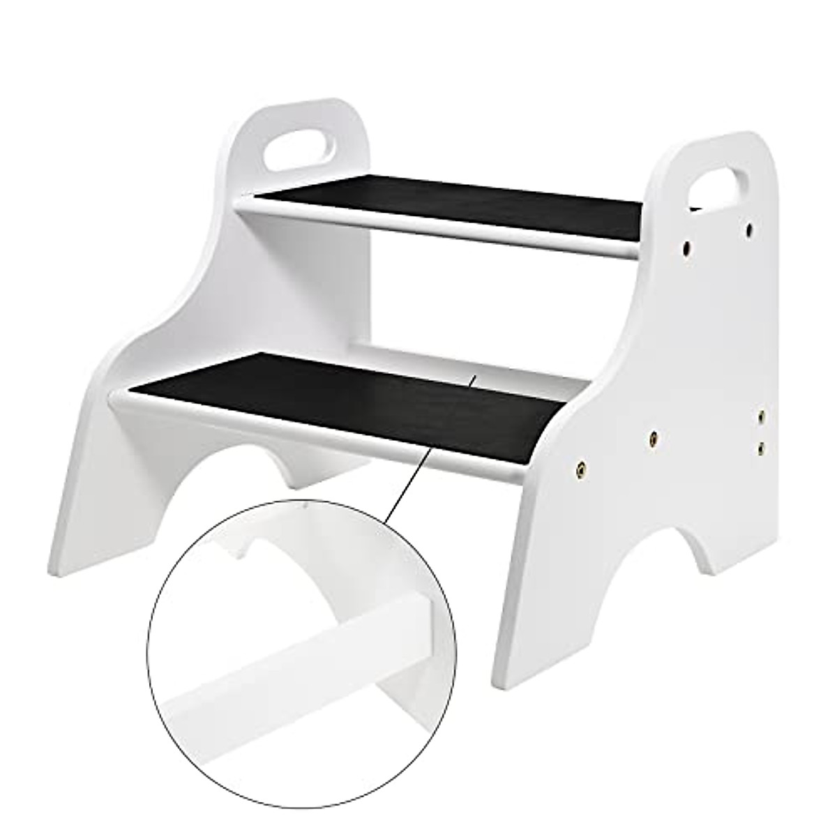 Ollieroo Bamboo 2 Step Stool, Heavy Duty Kids Step Stool with Non-Slip Stepping Surface, Stepping Stool for Kids Adults, Toddler Step Stool for Bathroom Sink Kitchen Counter Bedside(White)