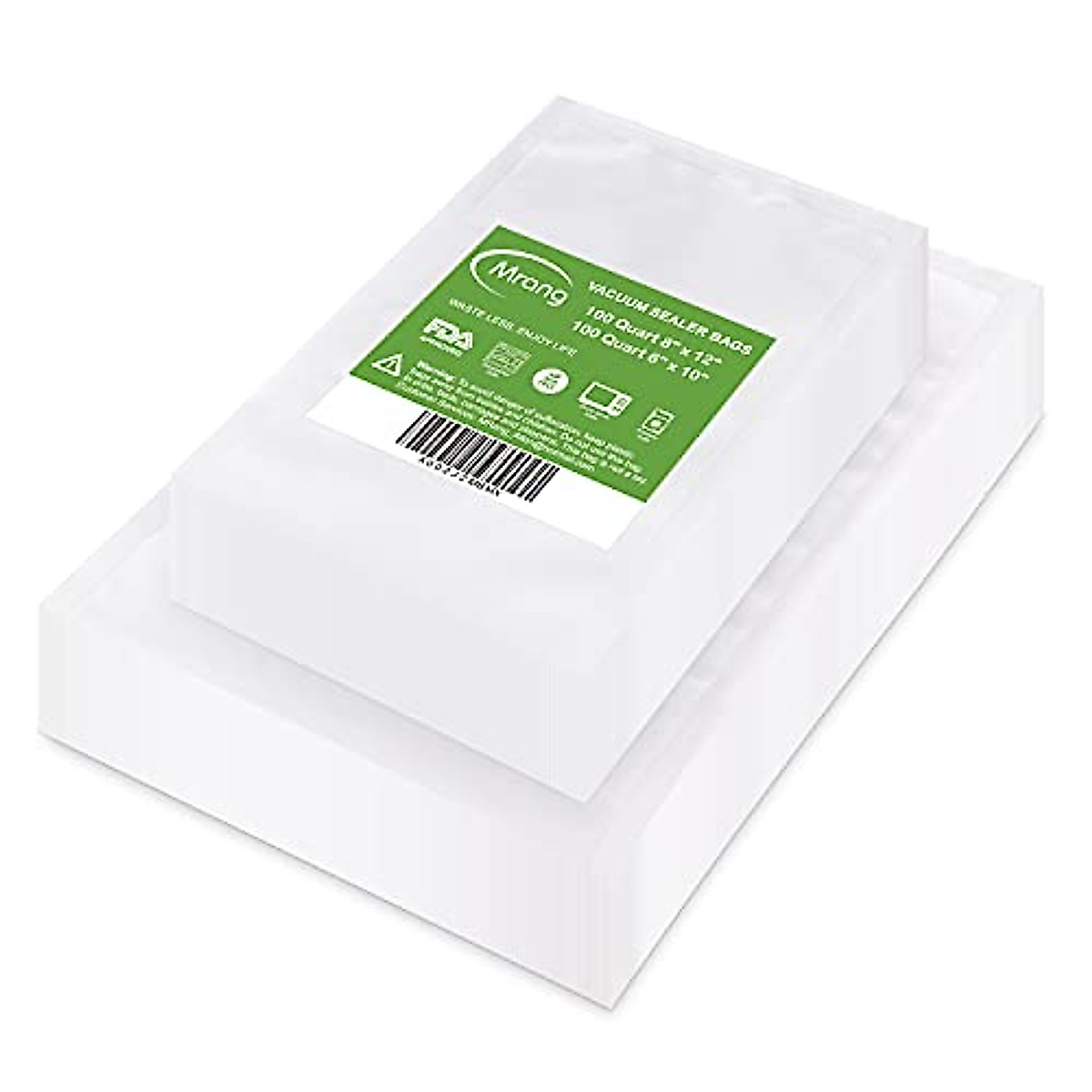 Vacuum Sealer Bags 100 Quart 8 x 12 Inch + 100 Quart 6 x 10 Inch for Food Saver, Seal a Meal, Commercial Grade, BPA Free, Heavy Duty, Great for vac storage, Meal Prep or Sous Vide