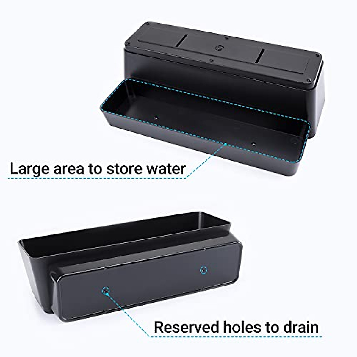 GREANER Black Rectangle Window Boxes, 3 Pack 12x3.8 Inch Herb Planters with Tray, Indoor Succulent Cactus Mint Plastic Pot for Windowsill, Garden Balcony, Office Outdoor Decoration