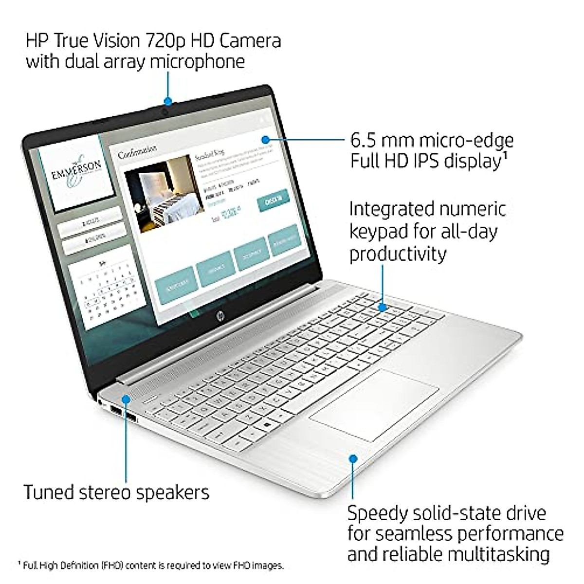 hp 15.6" FHD Laptop for Business & Student, AMD Athlon Silver 3050U (up to 3.2GHz, Beat i5-7200U), 8GB RAM, 256GB SSD, AMD Radeon Graphics, Windows 10 + Microsoft 365