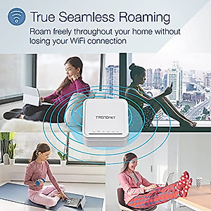 TRENDnet AC1200 WiFi EasyMesh Kit, Includes 2 x AC1200 WiFi Mesh Nodes, App-Based Setup Utility, Seamless WiFi Roaming, Beamforming, Supports 2.4GHz and 5GHz Devices, TEW-832MDR2K, White