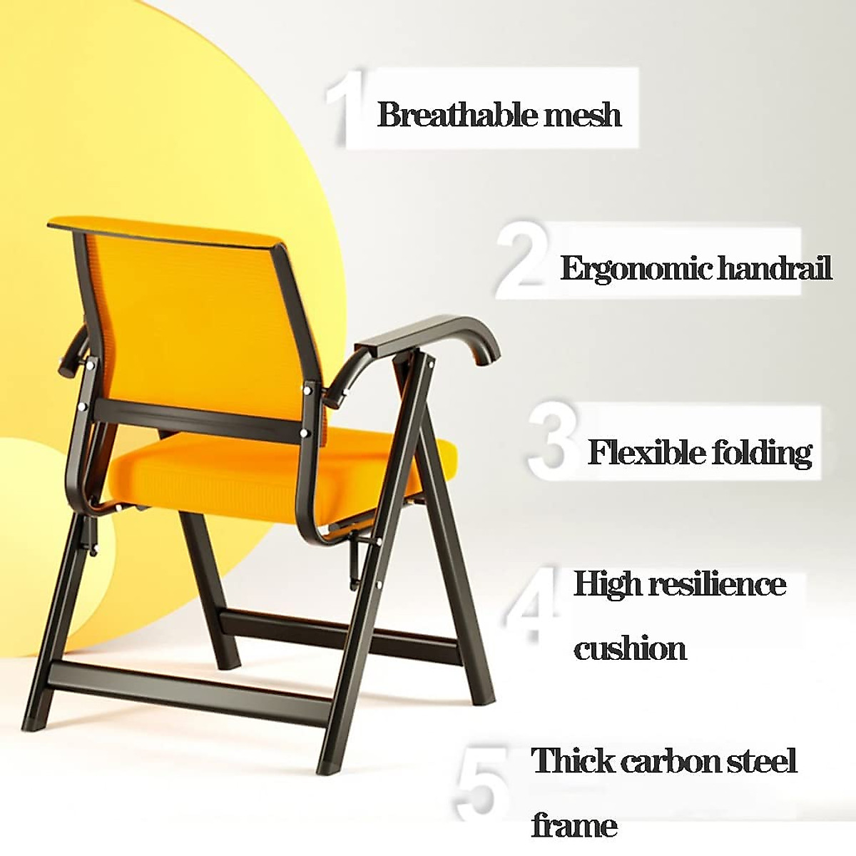 WIGSELBL Mesh Office Chair Ergonomic Computer Desk Chair Foldable Mid Back Stacking Arm Chair,Folding Nesting Chair Conference Room Chair with Padded Fabric Seat (Color : Blue)