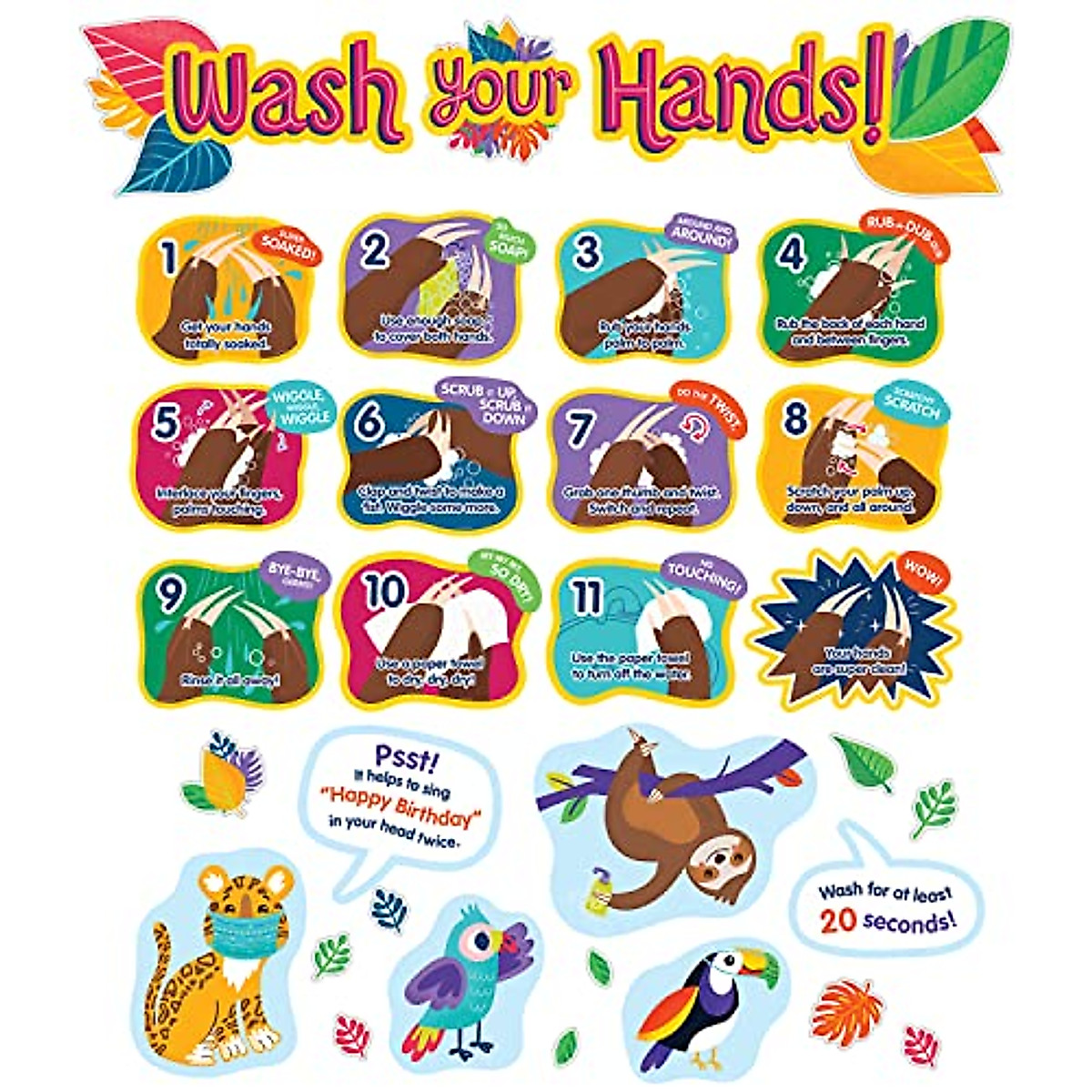 Carson Dellosa One World Wash Your Hands Bulletin Board Set, Carson Dellosa Social Distancing Classroom Decorations, 45 Pieces