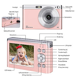 Digital Camera for Kids, Small Cameras for Teens, Portable Compact Camera for Photography, 1080P 50MP Autofocus Children Camera with 32GB SD Card, 2.88 Inch LCD Screen, 16x Digital Zoom (Pink)