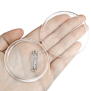 Acrylic Button Pin Badge LUORNG 8 Sets 58mm / 2.28 inch Clear Round Pin Blank Buttons Badges Kit for DIY Crafts and Craft Activities, Acrylic Button Badges