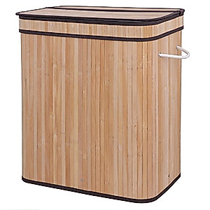 Laundry Basket Bamboo Laundry Hamper 2 Parts for Dirty Clothes Storage