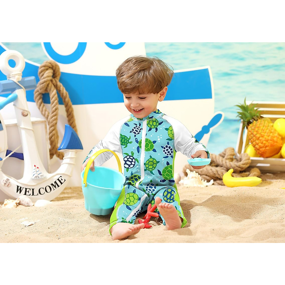 BesserBay Baby Girls Cute Tortoise Blue Swimwear One Piece Uv Protection Rashguard 6-12 Months