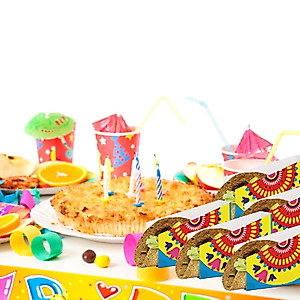 Fiesta Taco Holders Tortilla Holder Taco Stand Hot Dog Stand for Fiesta Party Cinco De Mayo Party Taco Night Mexican Party Taco Tuesday Taco Party - 12 Disposable Paper Cardboard Taco Serving Tray