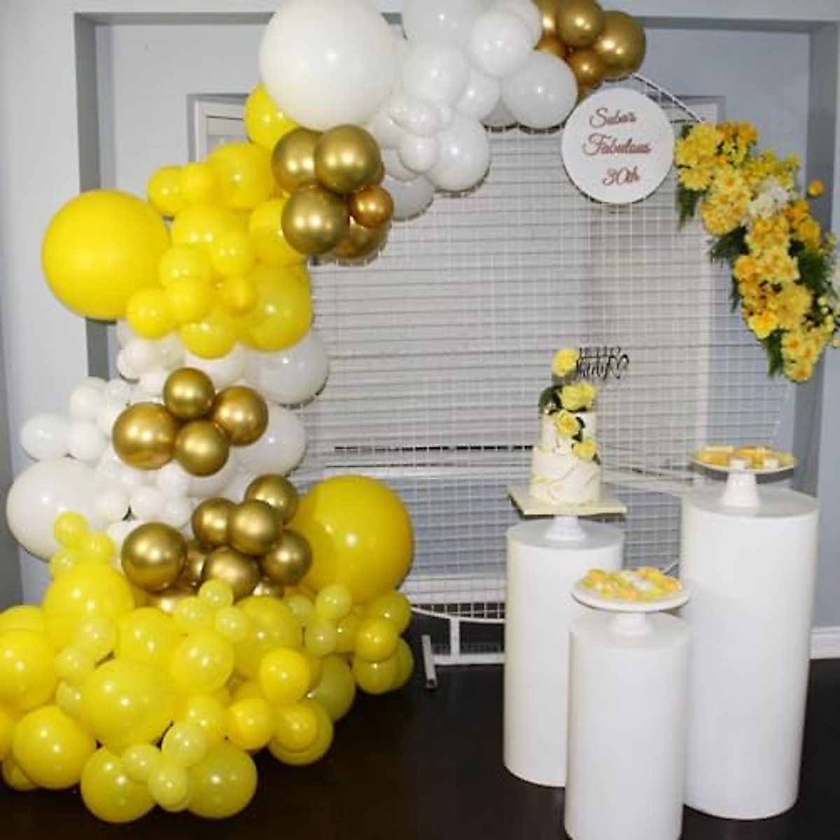 Yellow and White Balloons, 60pcs 12 Inch Yellow White Balloons Latex Helium Party Balloons for Birthday Baby Shower Sunflower Honeybee Theme Engagement Anniversary Bachelorette Party Supply Decoration