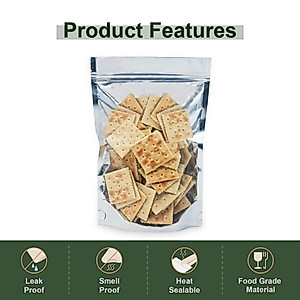 WaldOaks - 100 Pcs Resealable Mylar Bags - 7x10 inch - Ziplock and Heat Sealable Bags - Stand Up Gusseted Food Storage Pouches - Safe Waterproof Packaging Barrier