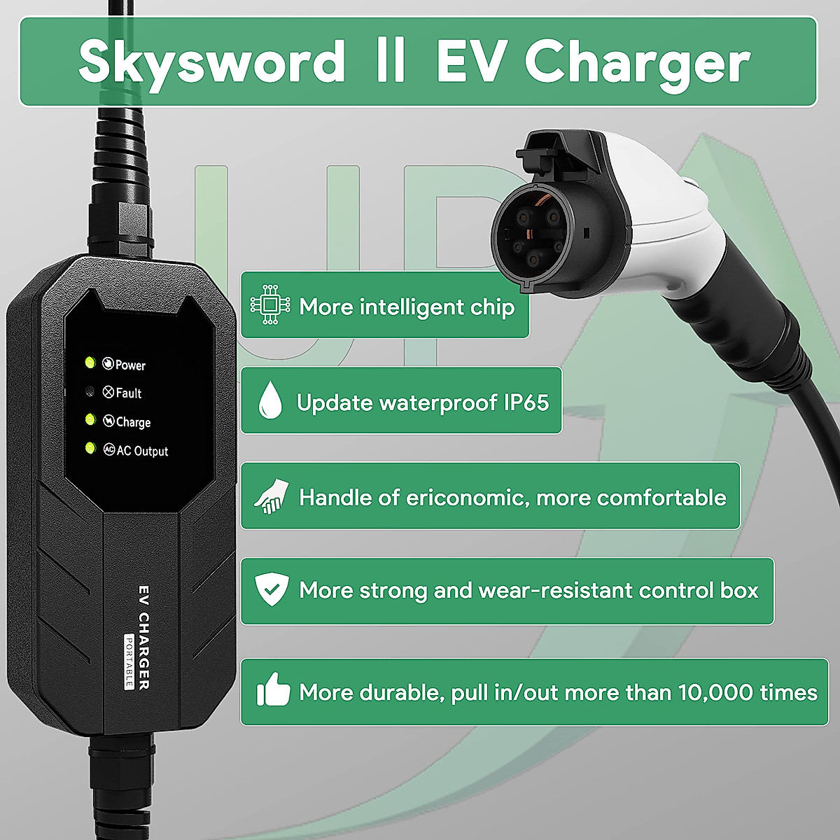 MEGEAR Skysword Level 2 EV Charger, 240V 16A 25FT Portable EVSE, NEMA 14-50 Plug Electric Vehicle Charging Station