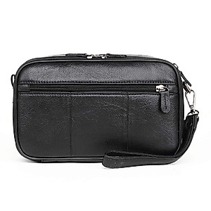 Hebetag Leather Clutch Purse Long Wallet for Men Cell Phone Organizer Holder Wrist Bag Day Pack Business Handbag