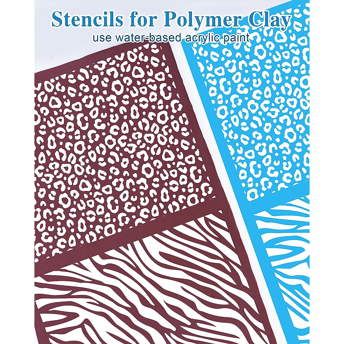 Puocaon Animal Print Silk Screen - 5 Pcs Dalmatians Cow Spot Silk Screen Stencils for Polymer Clay, Screen Stencils for Polymer Clay Earrings, Silk Screen Transfer Leopard Tiger Zebra Pattern on Clay