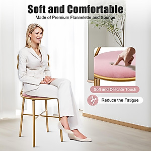 Gbonklong Vanity Chair Stool, Bedroom Princess Leather Vanity Stool, Pink Butterfly Makeup Chair with Bow Knot Backrest, Home Decor Chair Minimalist Chair for Bedroom/Living Room