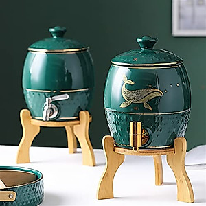 EVANEM Ceramic Cold Kettle Water Cup Set Cup Tea Set with Faucet High Temperature Resistant Cool White Juice Pot (Color : E, Size : As the picture shows)