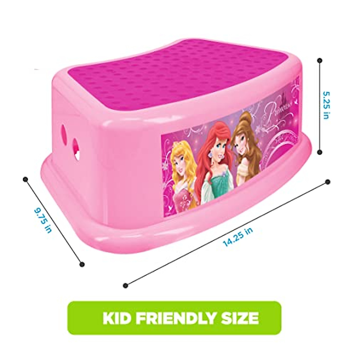 Disney Princess "Royal Debut" Bathroom Step Stool for Kids Using The Toilet and Sink, Pink, 14.5 x 10.25 x 5.25 inches