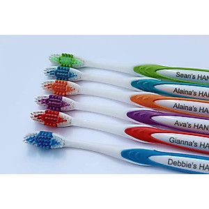 Personalized Gift Personalized TOOTHBRUSHES 4 Pack Manual Toothbrush Adults Your Choice of Color Any Name/Message Engraved