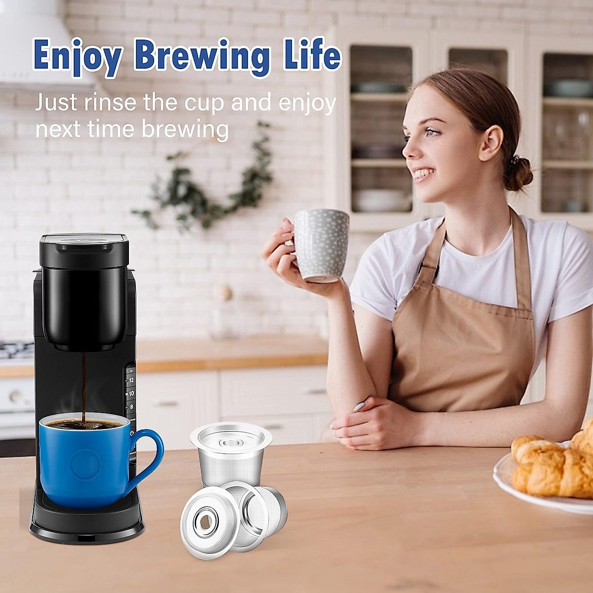 2 Pack Stainless Steel K Cup Reusable Coffee Pods Compatible with kuerig 1.0 Coffee Maker, K Cup Filters Refillable Coffee Pods Coffee Filters