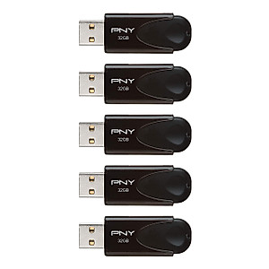 PNY 32GB Attaché 4 USB 2.0 Flash Drive 5-Pack,Black & 64GB Turbo Attaché 3 USB 3.0 Flash Drive 3-Pack