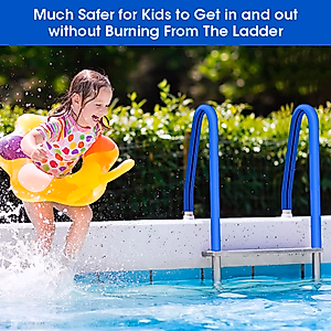 Pool Handrail Cover, Rail Grip for Swimming Pool Hand Railing Covers with Zipper, Slip Resistant Safety Grip Sleeve for Swimming Pool Inground Ladder Handles Hand Railing Covers Grips-10 Feet, Blue