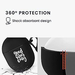 kwmobile Silicone Case Compatible with Xiaomi Redmi Airdots 3 Pro/Buds 3 Pro - Case Soft Cover - Good Vibes Phrase White/Black