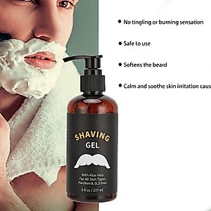 Men'S Shave Gel, Mens Beard Care Shaving Cream, Soften Beard, Moisturizing Against Irritation, Protect Skin Re ing Gel, Protects Against Irritation And Razor Burn, For Sensitive Skin (237ml)