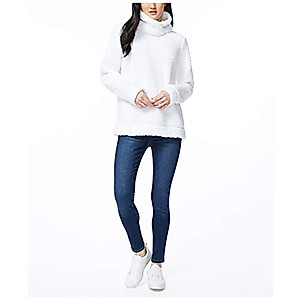 Nautica Women's Mock Neck Sherpa Sweater, Bright White, Medium